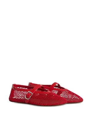 Alaïa Fishnet Ballet Flats With Buckle Detail - Red