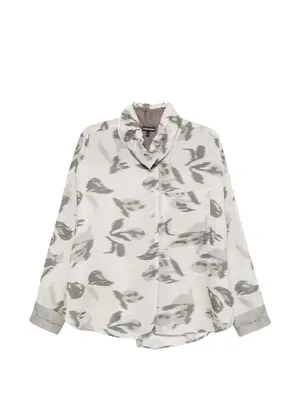 Emporio Armani Printed Linen Shirt - Grey