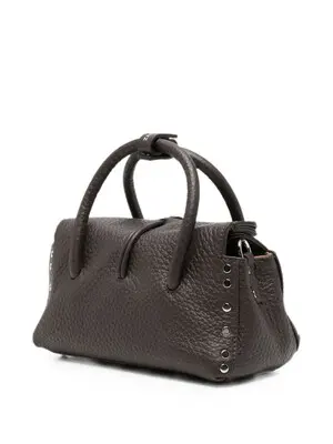 ZANELLATO Baby Leather Handbag With Stud Embellishments - Brown