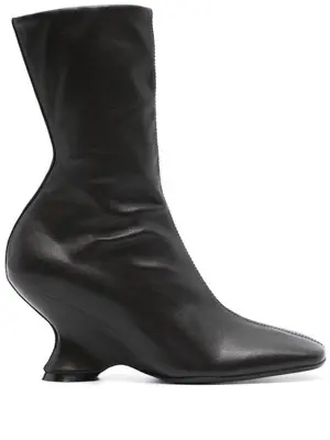 Dries Van Noten Leather Zip-up Sculptural Heel Boots
