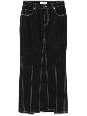 MARINE SERRE Moon Denim Long Skirt - Black
