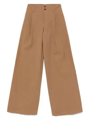 Chloé Cotton Wide-leg Trousers - Brown