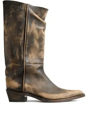 Khaite Clive Distressed Leather Pointed Toe Boots