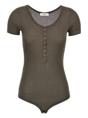 LEMAIRE V-neck Bodysuit With Button Fastening - Brown