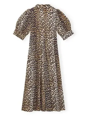 GANNI Leopard Print Organic Cotton Maxi Dress - Multi