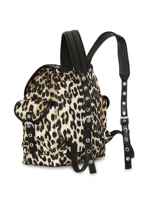 GANNI Bucky Nylon Small Backpack With Leopard Print