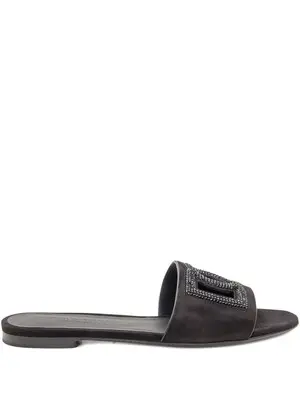 Dolce & Gabbana Dg Logo Embellished Leather Sandals - Black