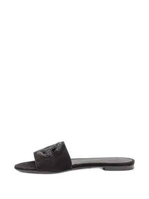 Dolce & Gabbana Dg Logo Embellished Leather Sandals - Black