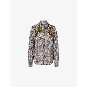 Dries Van Noten Embellished Graphic Print Crepe Shirt - Multi