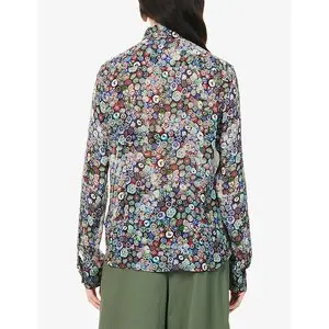 Dries Van Noten Embellished Graphic Print Crepe Shirt