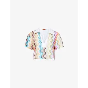 Missoni Chevron-print Open Collar Jersey Top - Multi
