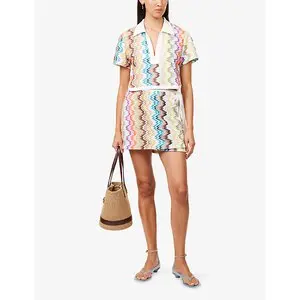 Missoni Chevron-print Open Collar Jersey Top - Multi