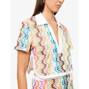 Missoni Chevron-print Open Collar Jersey Top - Multi