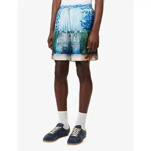 Casablanca Trompe L'oeil Silk Shorts - Multi