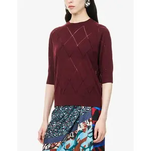 Dries Van Noten Textured Pattern Wool Jumper - Wine