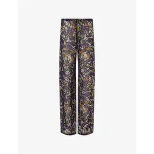 Dries Van Noten Graphic Pattern Crepe Wide-leg Trousers - Purple