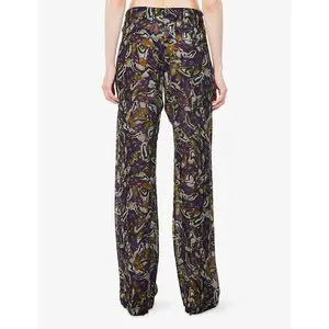 Dries Van Noten Graphic Pattern Crepe Wide-leg Trousers - Purple