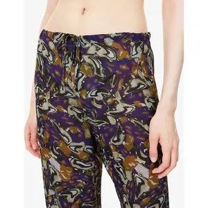 Dries Van Noten Graphic Pattern Crepe Wide-leg Trousers - Purple