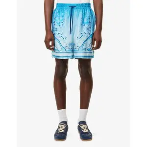 Casablanca Silk Shorts With All-over Print - Blue