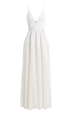 Simkhai Selene Pleated Crepe Maxi Dress - White