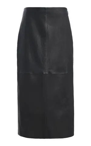 Simkhai Leather Pencil Midi Skirt - Black