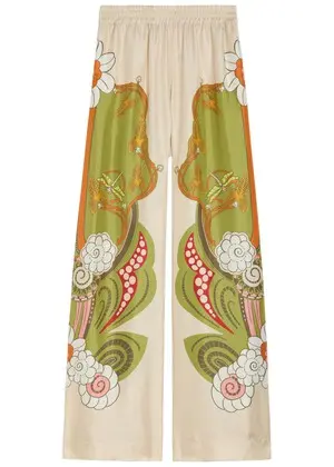 La DoubleJ Printed Wide-leg Silk Trousers - Multicoloured