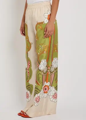 La DoubleJ Printed Wide-leg Silk Trousers - Multicoloured