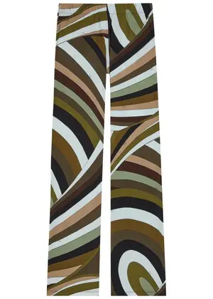 Emilio Pucci Printed Satin-jersey Straight-leg Trousers - Multicoloured