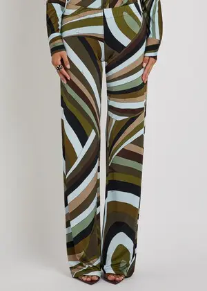 Emilio Pucci Printed Satin-jersey Straight-leg Trousers - Multicoloured