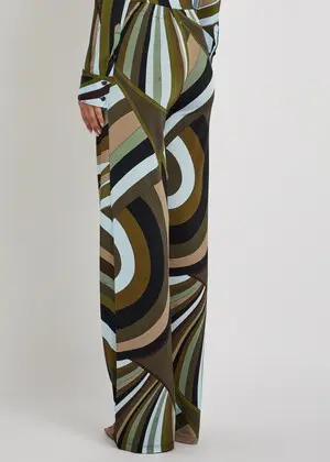 Emilio Pucci Printed Satin-jersey Straight-leg Trousers - Multicoloured