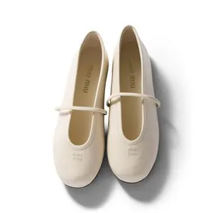 Miu Miu Nappa Leather Ballerinas - Ivory