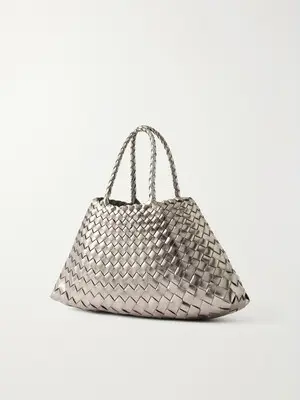 Dragon Diffusion Santa Croce Woven Leather Tote - Silver