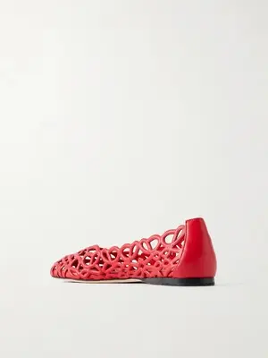 Loewe Petal Anagram Leather Ballet Flats - Red