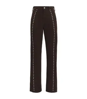 Polo Ralph Lauren Studded Corduroy Straight Leg Trousers - Brown