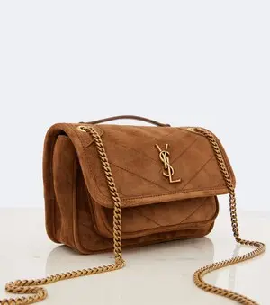 Saint Laurent Niki Mini Suede Shoulder Bag - Brown