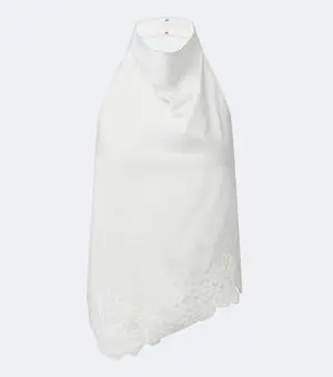 SIR. Klara Cotton Halterneck Top In Ivory - White