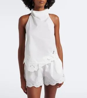 SIR. Klara Cotton Halterneck Top In Ivory - White