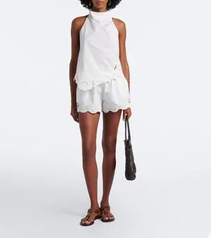 SIR. Klara Cotton Halterneck Top In Ivory - White