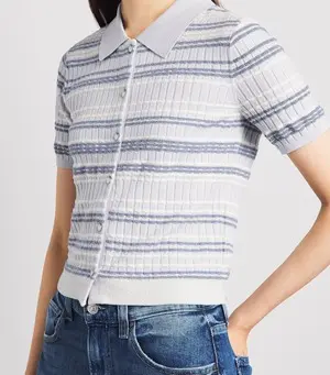 Rag & Bone Karina Striped Cotton-blend Knit Cardigan - Blue