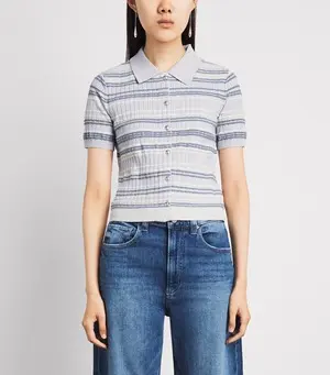 Rag & Bone Karina Striped Cotton-blend Knit Cardigan - Blue
