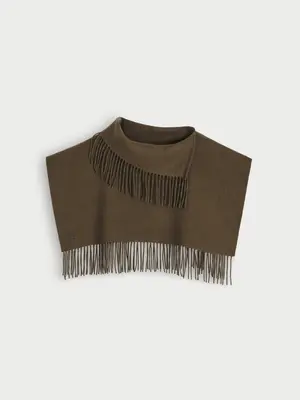 BY MALENE BIRGER Turtla Wool Fringe Bib - Hunt