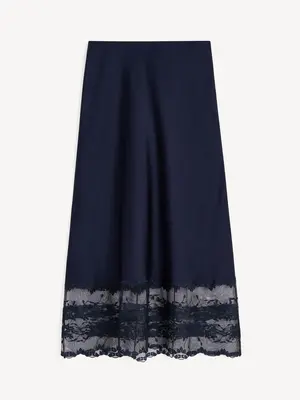 BY MALENE BIRGER Blake Maxi Skirt With Lace Trim - Night Sky