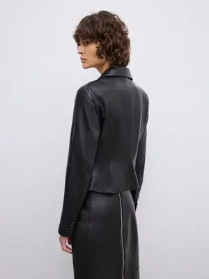 HOUSE OF DAGMAR Slim Tailored Blazer Leather
