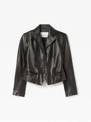 HOUSE OF DAGMAR Slim Tailored Blazer Leather