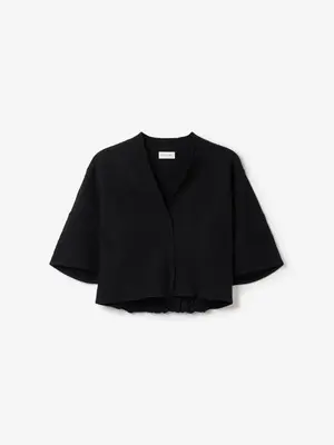 HOUSE OF DAGMAR V-neck Cropped Wool Cardigan