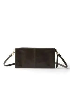 Prada Leather Wallet With Shoulder Strap - Forest