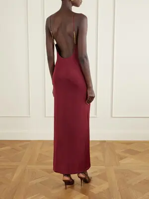 Saint Laurent Chain Detail Jersey Maxi Dress