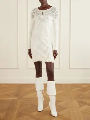 Alexander McQueen Embroidered Ribbed-knit Dress