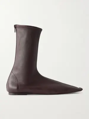 Khaite Marlene Leather Ankle Boots - Brown