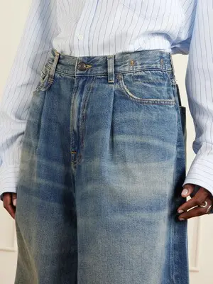 R13 Jesse Faded Denim Knee Length Shorts